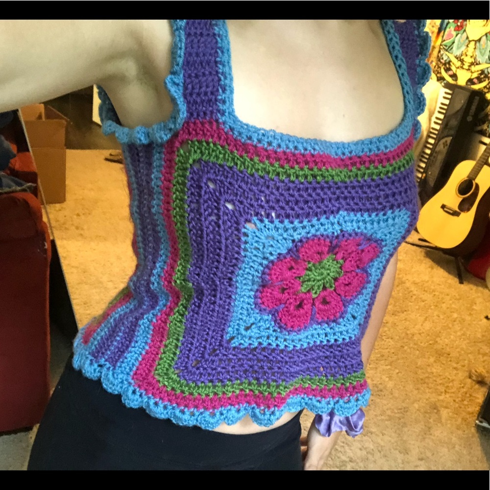 Handmade Vintage Inspired 70s Crochet Top - Gem